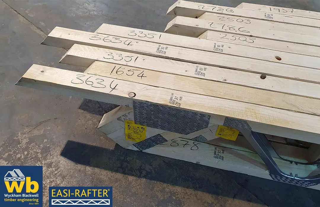 Easi Rafters all cut with angled block ends for quick installation of ...