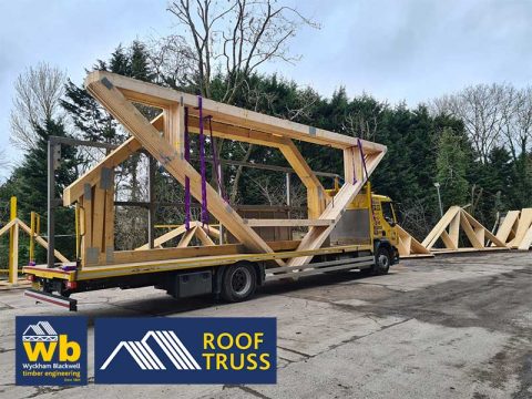 High Roofline Attic Trusses inverted for loading and transport to ...