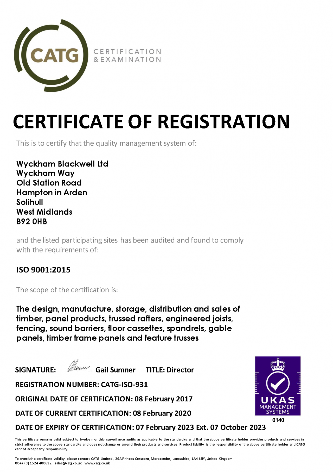 Certification | Timber Engineering Solutions | Wyckham Blackwell